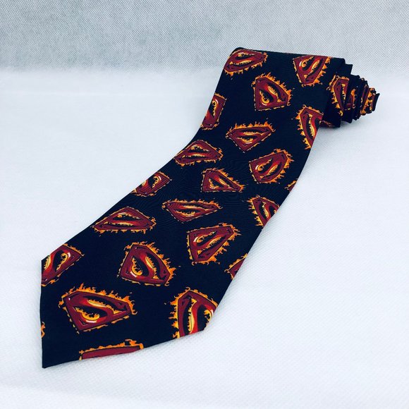 DC Comics | Accessories | Dc Comics Tie Black Background With Flaming ...